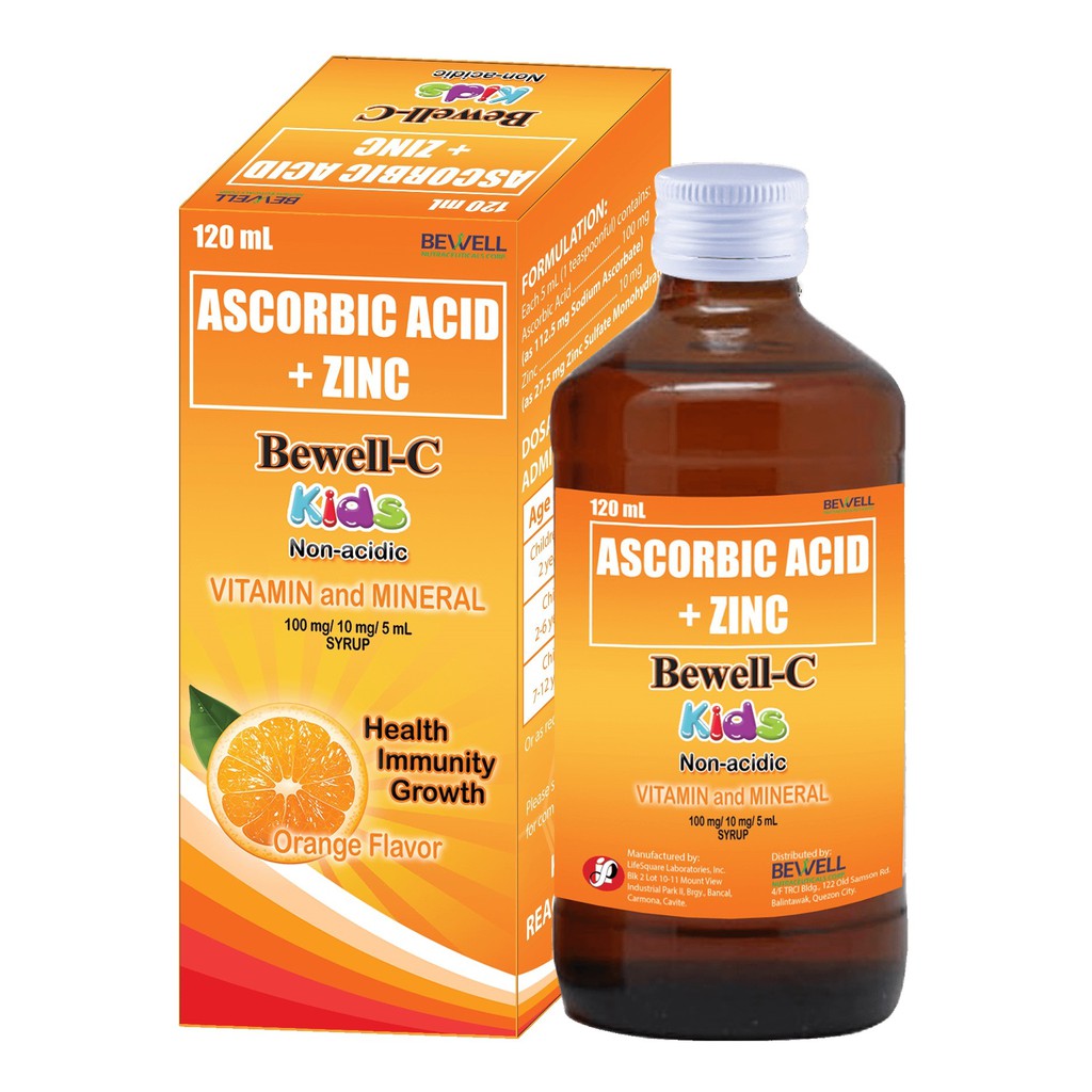 Bewell C Vitamins for Kids Non Acidic Vitamin C with Zinc Orange Flavor ...