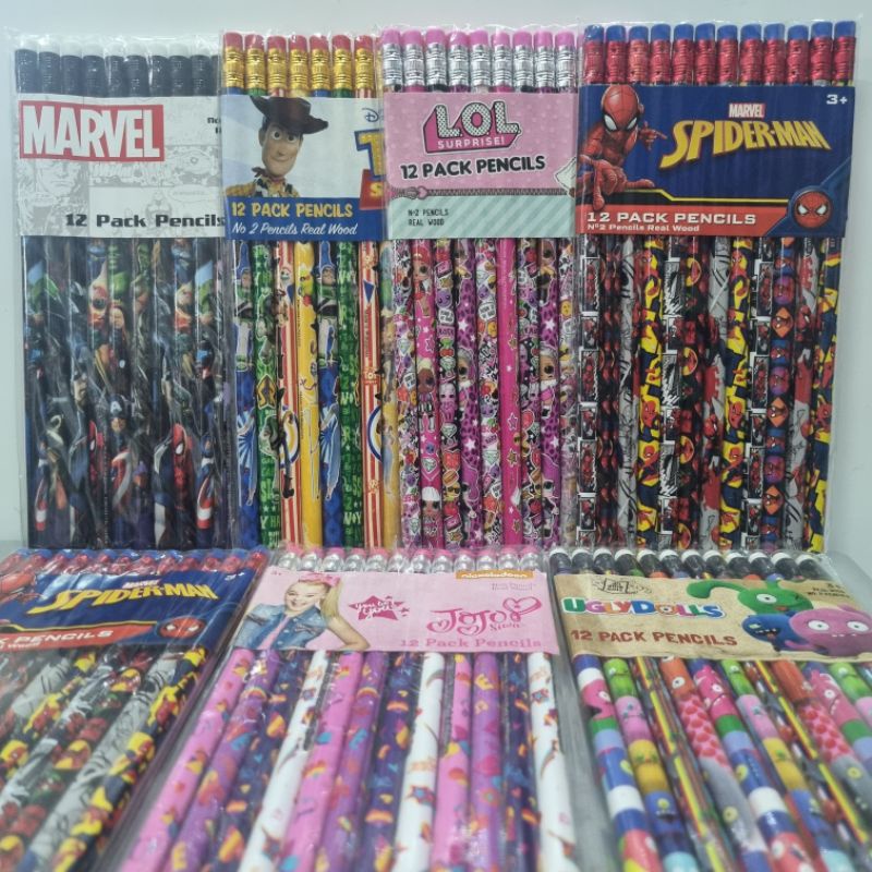 12 Pack Pencils: Spider-Man, LOL Surprise, Toy Story, Ugly Dolls, Jojo ...
