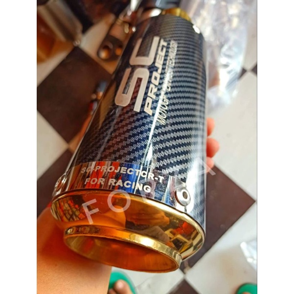 SC PROJECT GOLD CARBON EXHAUST PIPE MUFFLER 51MM UNIVERSAL Nmax Aerox ...