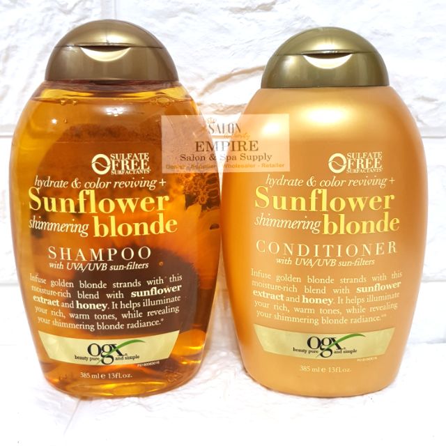 OGX Sunflower Shimmering Blonde Shampoo & Conditioner 385ml | Shopee ...