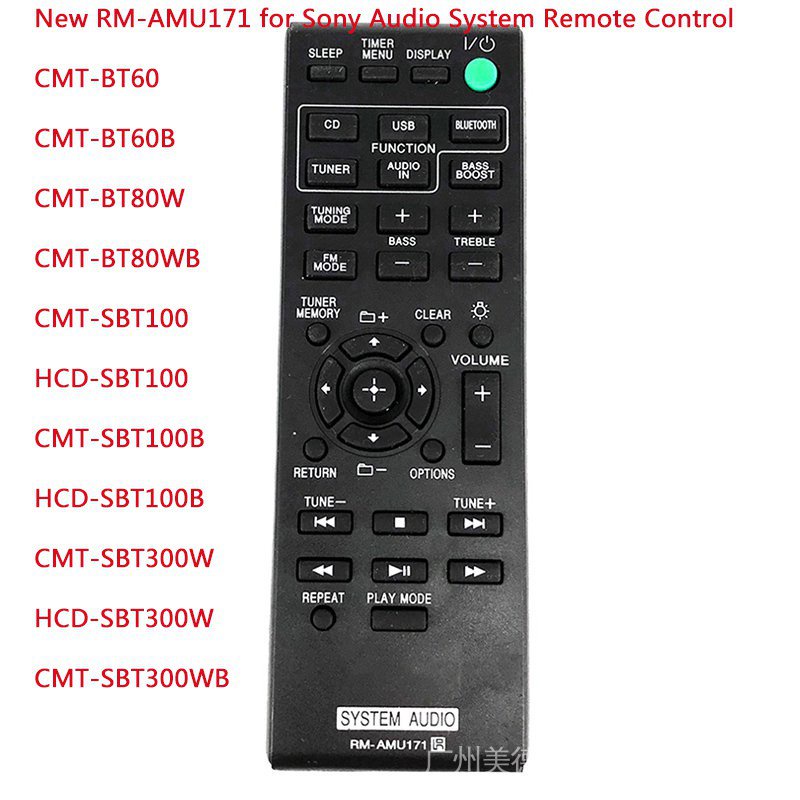 New RM-AMU171 for Sony Audio System Remote Control CMT-BT60 CMT-BT60B ...