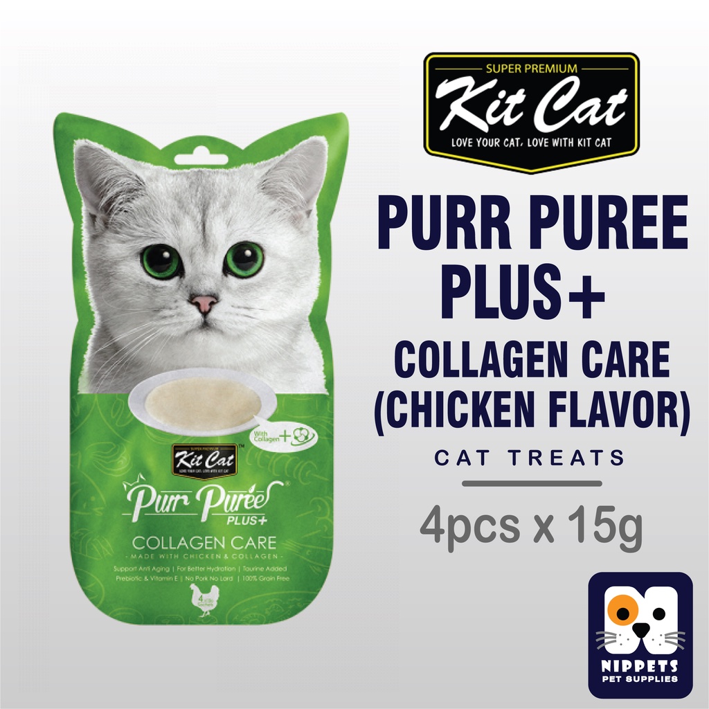 KIT CAT Purr Puree Plus Chicken (Collagen Care ) Cat Treats 4pcsx15g ...