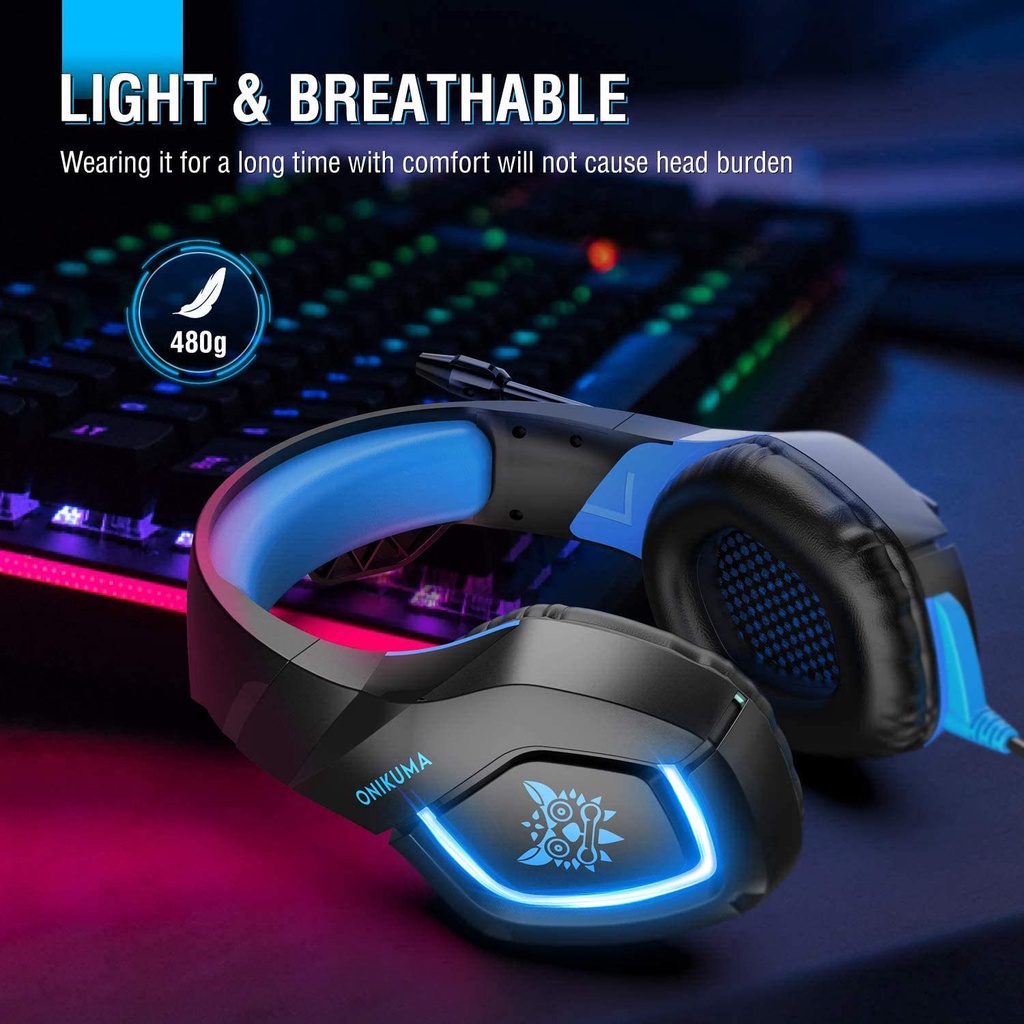 Gamer Onikuma headphones dark blue with microphone | Shopee Philippines