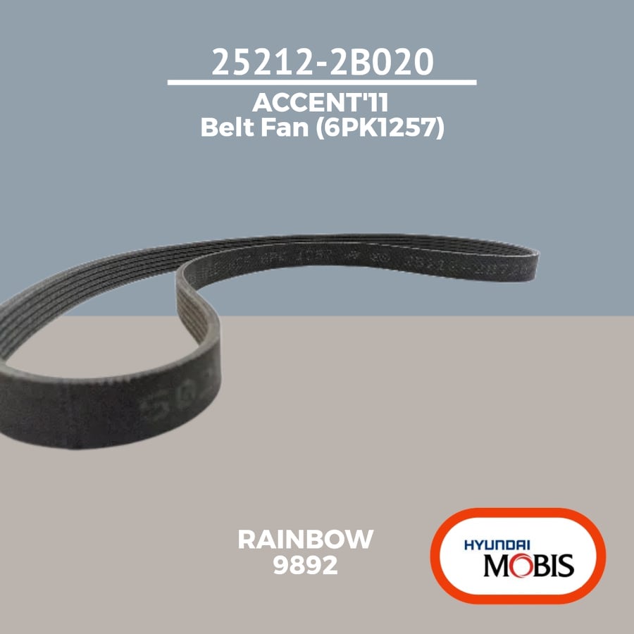 Belt Fan (6PK1257) for HYUNDAI Accent'11 [Mobis Original] Part #; 25212 ...