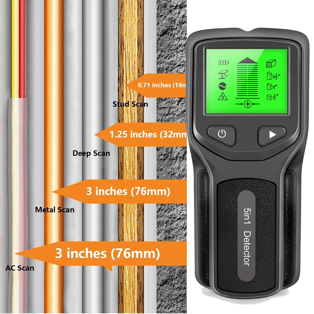 Wall Detector 5 In 1 Metal Detector Wall Scanner Find Metal Wood Studs ...