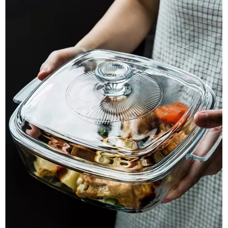 High Quality Square Tempered Glass Food Storage Microwaveable Square ...
