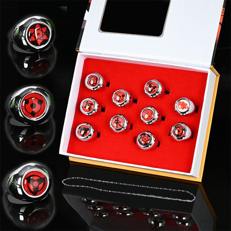 Anime Naruto Ring Akatsuki Sharingan Metal Uchiha Itachi sasuke Kakashi ...