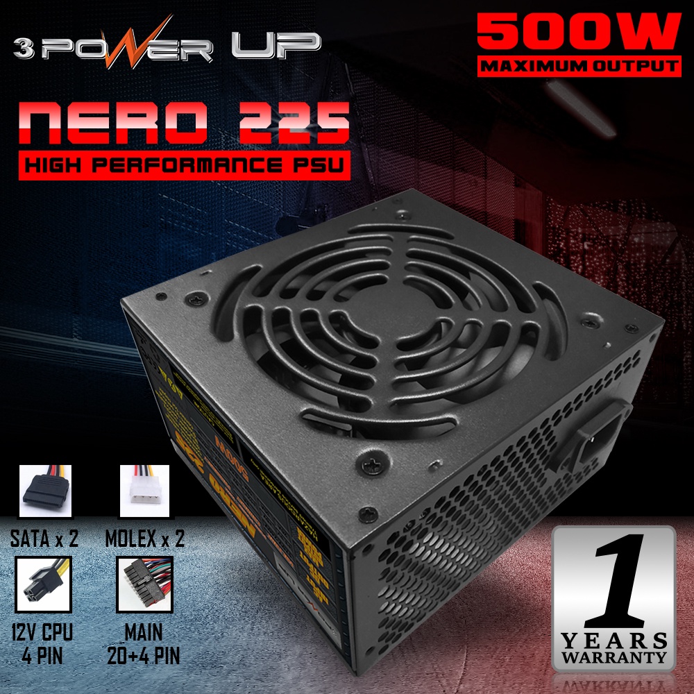 Psu 500 Watt 3 Power Up NERO 225 Fan Silent Fan - PSU 450W - PSU 500W ...