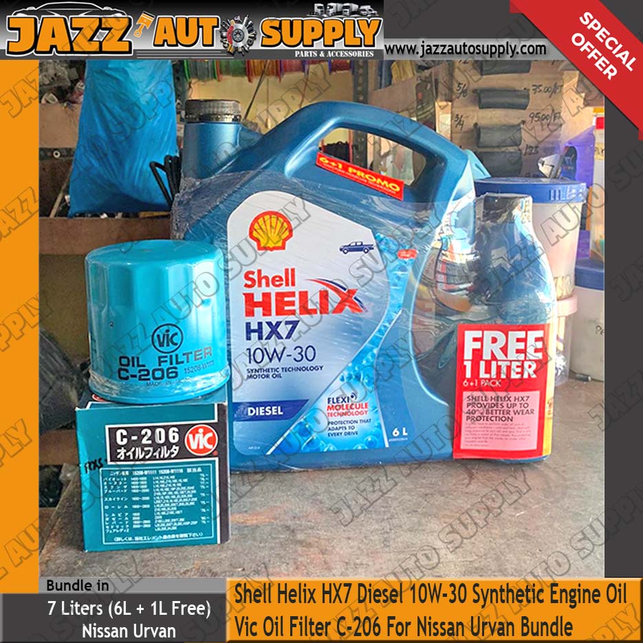 Shell Helix HX7 Diesel 10W-30 Synthetic Engine Oil + Vic Oil Filter C ...
