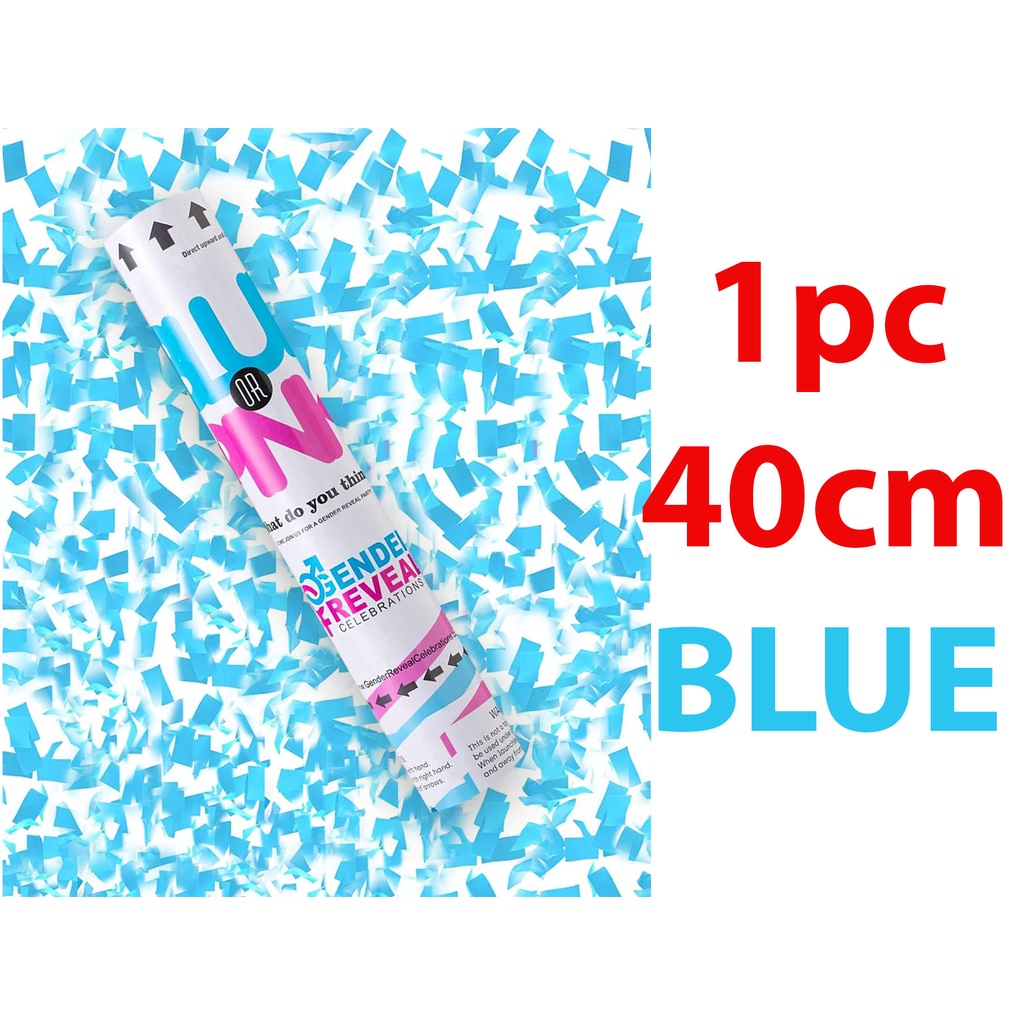 40cm Gender Reveal Party Poppers All Pink and All Blue Confetti Paper ...