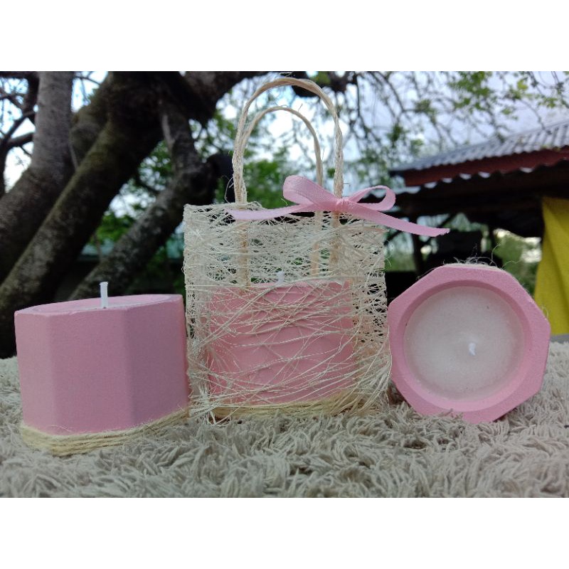 Customized Scented Candle with Abaca Bag FREE TAG/ CHOOSE YOuR COLOR OF ...