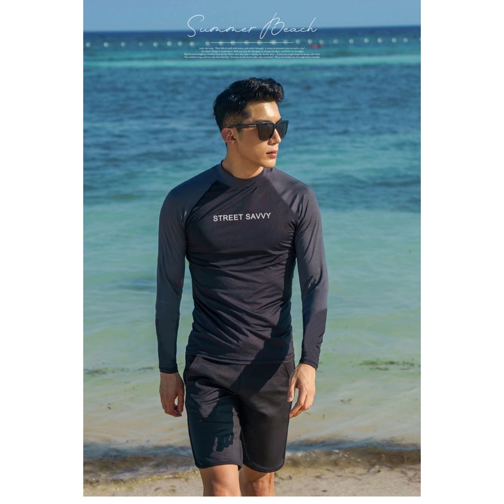 MENS PLAIN RUSHGUARD TWO TONE RASHGUARD TERNO.FIT M TO L | Shopee ...