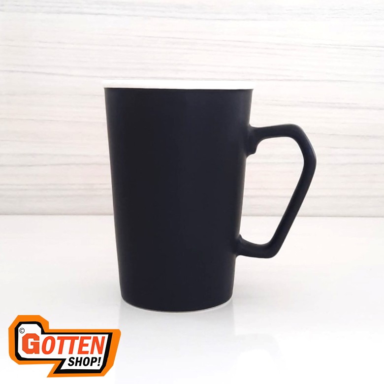 Plain Black Glass Mug Doff Two Tone Diameter 8.5 cm | Shopee Philippines