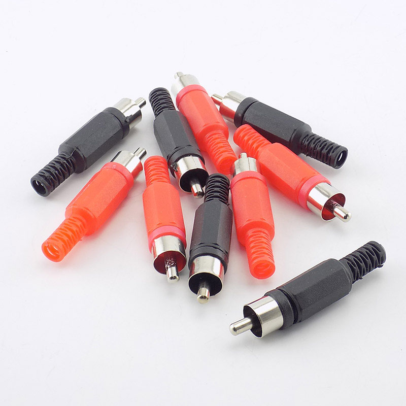10pcs RCA Plastic Male Jack Connector adapter Solder Audio Video Plug ...