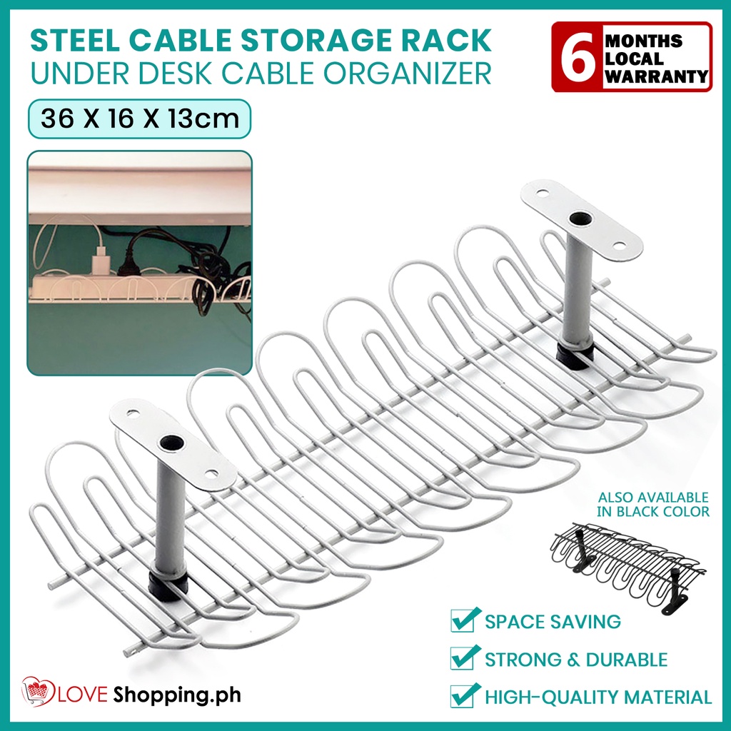 36cm Steel Cable Storage Rack Under Desk Cable Organizer Cable Holder ...