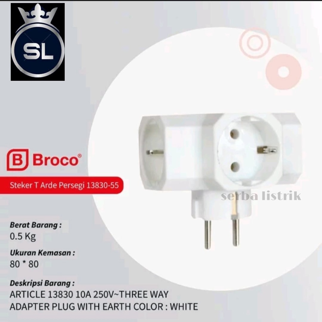 Broco 13830 Ground T Plug / Broco Three Prong Socket / Broco Ground T ...