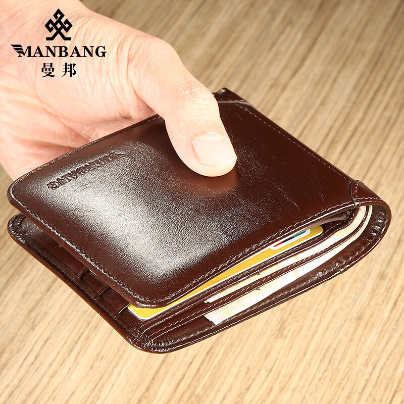 【Genuine Cow Leather/ Free Shipping/ Gift Box】MANBANG Brand Men's ...
