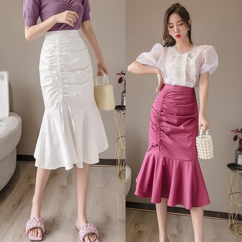 Women Fishtail Skirt High Waist A-Line Casual Style Chic And Elegant ...