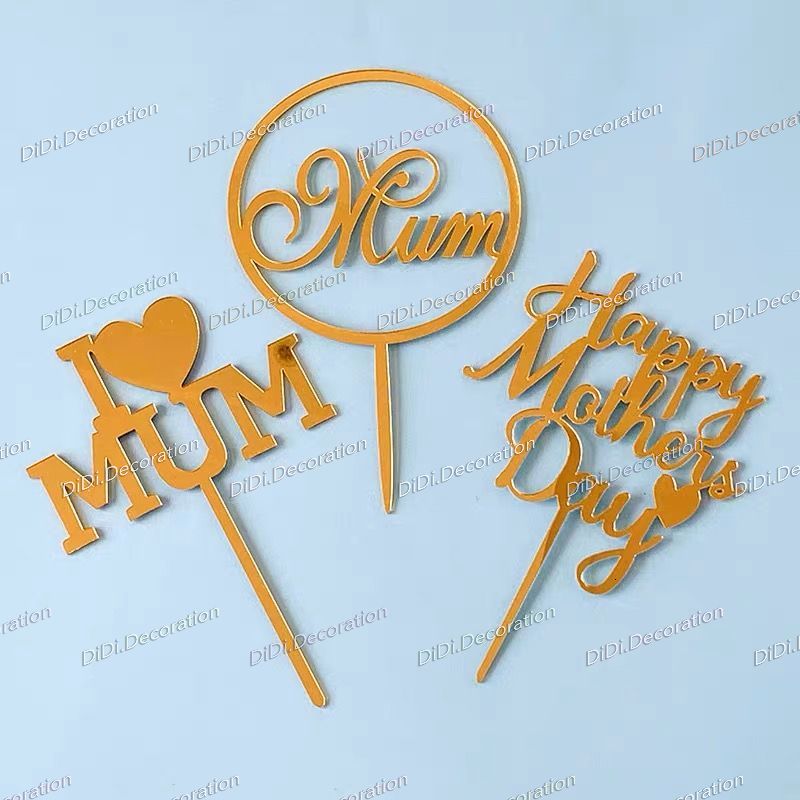 New Mother Baking Cake Decoration Gold Mothers Day Cake Topper Happy ...