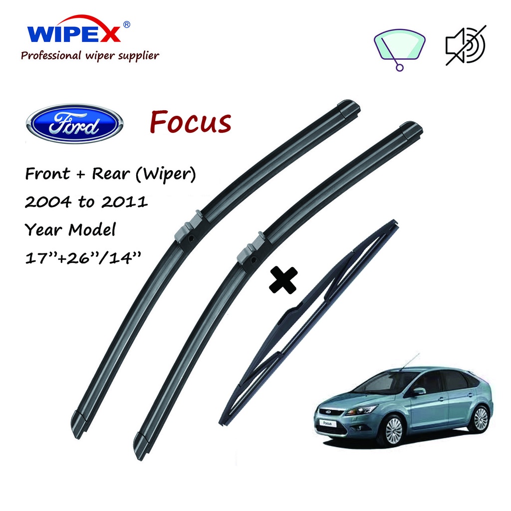 （Wipex Quality)Ford Focus Wiper Blade 17"+26"/14F Set (Front/Rear) for ...