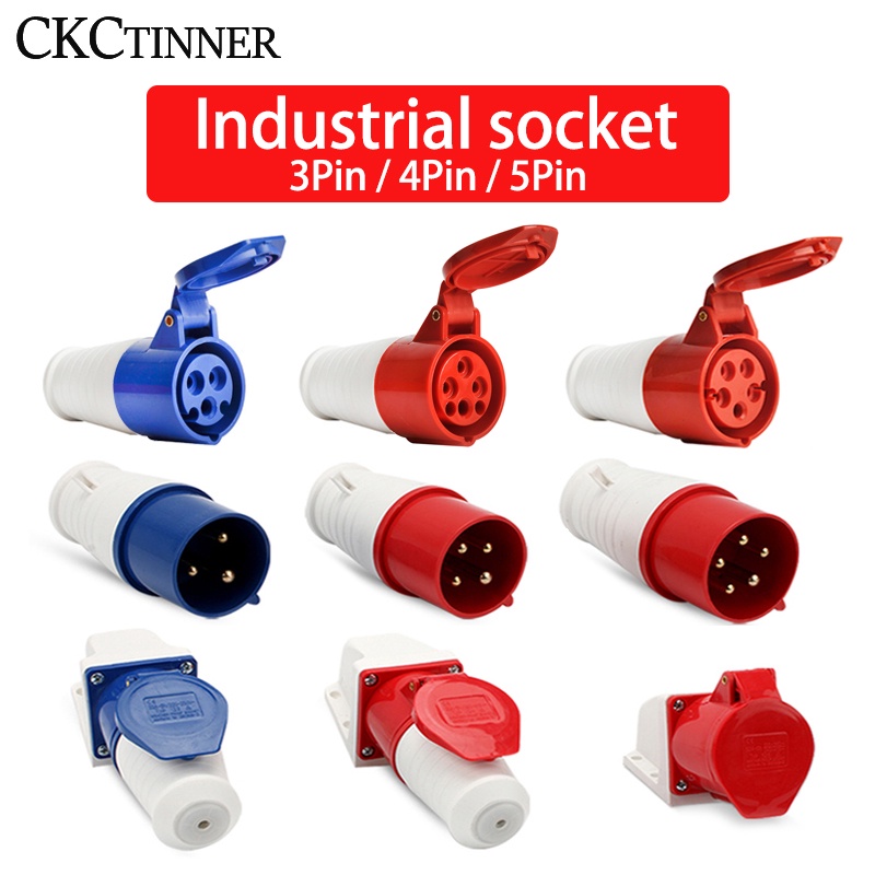 1pcs 16A Industrial Plug Socket 3P/4P/5P IP44 Waterproof Electrical ...