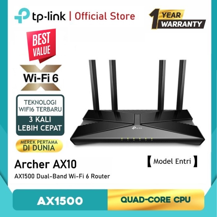 Tp-link Archer AX10 AX1500 Dual Band Wi-Fi 6 Router Wireless | Shopee ...