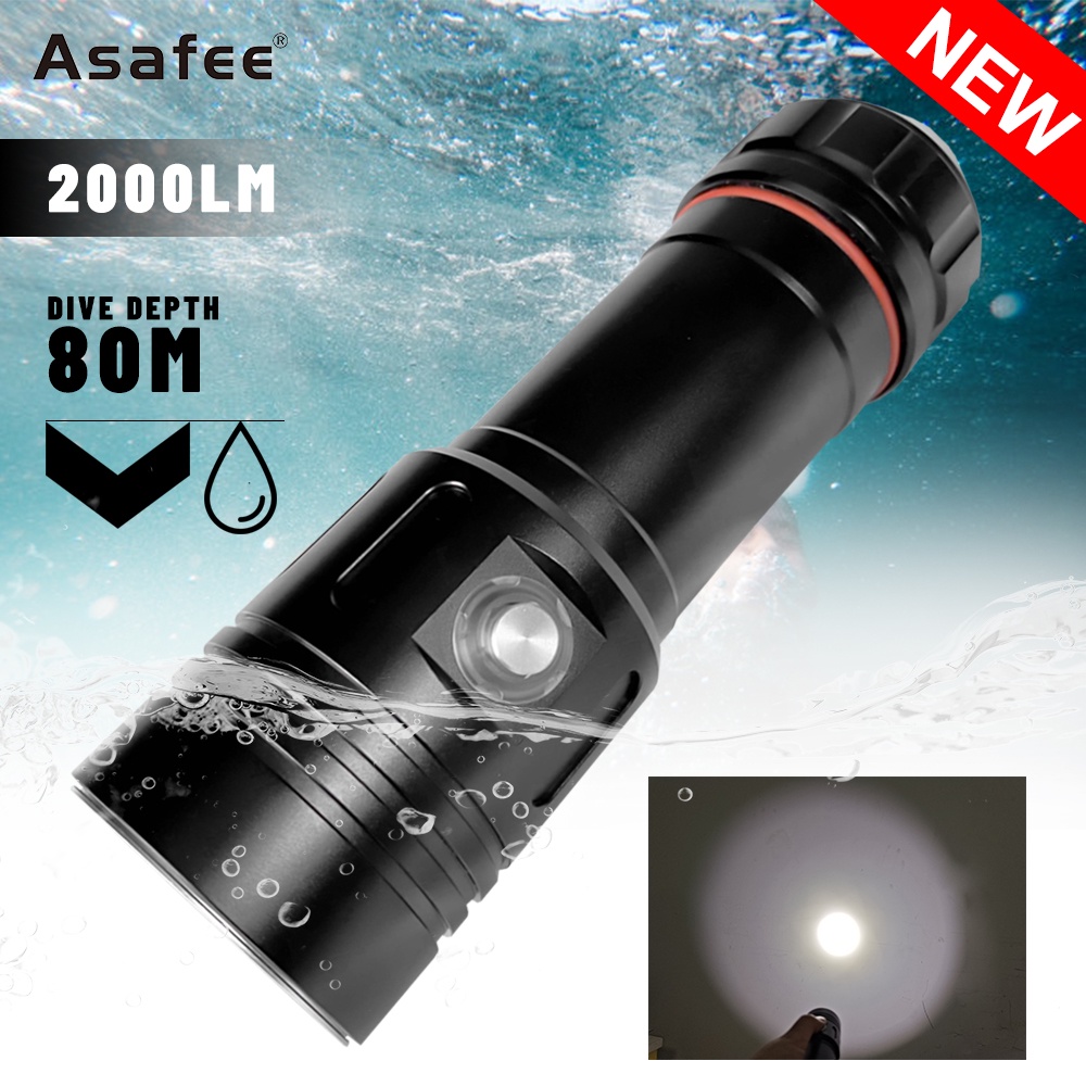 Asafee Super bright XHP50 LED AF05D Diving flashlight underwater 80M 4 ...