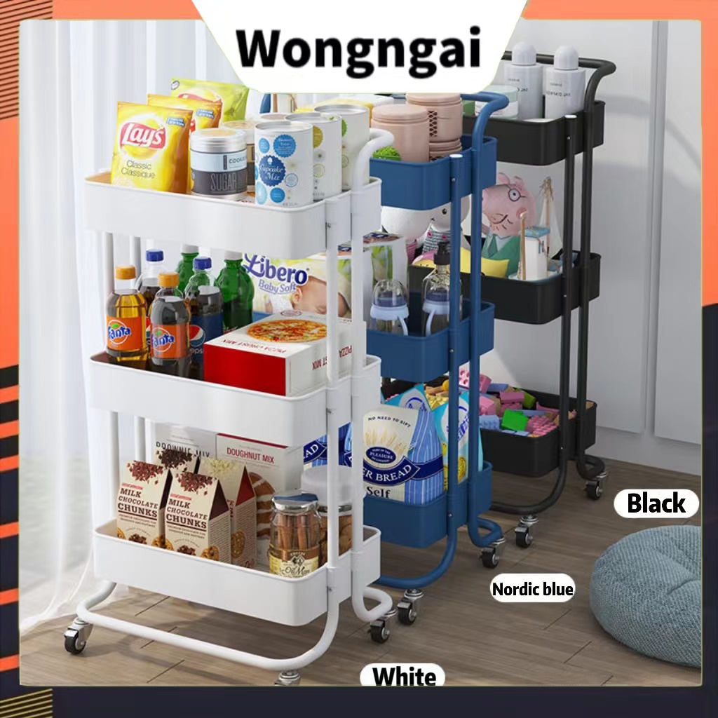 COD New 3-Tier Kitchen Utility Trolley Cart Shelf Storage Rack ...