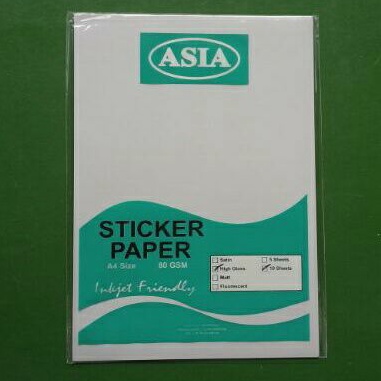 Asia High Gloss Sticker Paper 80gsm - A4 -10 sheets | Shopee Philippines