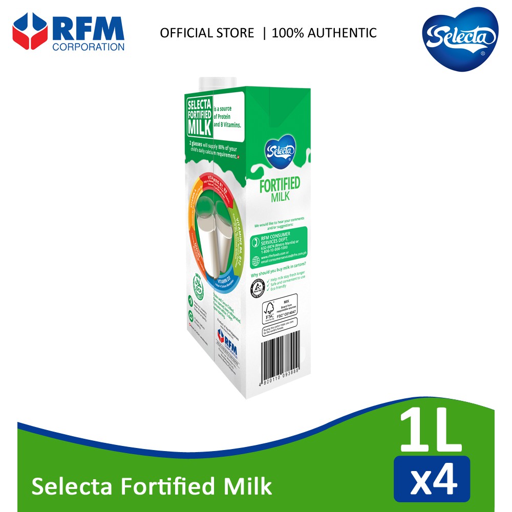Selecta Fortified Milk 1 Liter - Set of 4s | Shopee Philippines