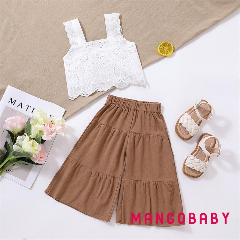 MG-Girl Two Piece Outfits, Floral Lace Sleeveless Crop Tops Elastic ...
