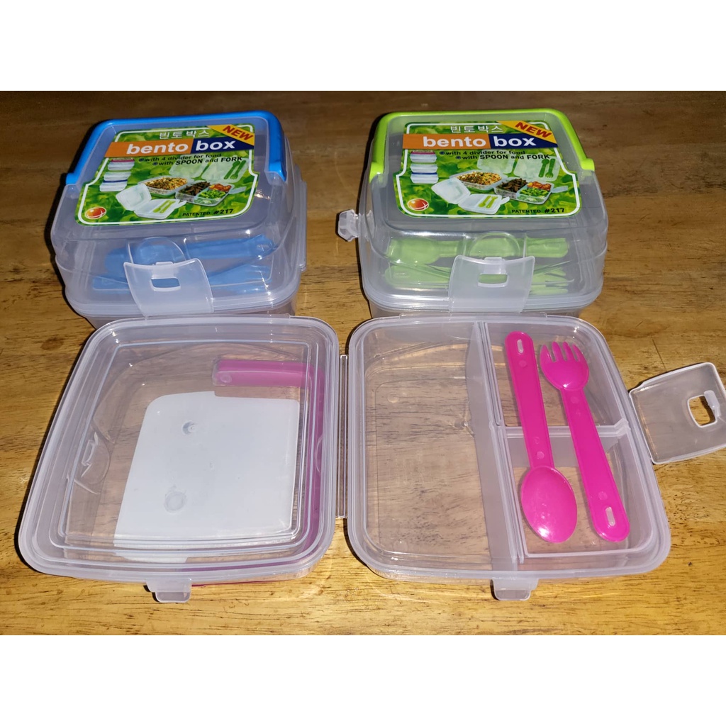 SALE! 89 pesos bentobox / 4 divider lunch box set including spoon ...