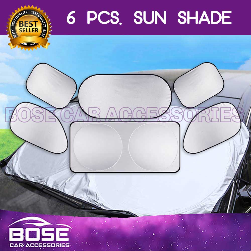 6pcs Car Sun Shade Expandable Windshield Cover Solar Reflector Folding ...