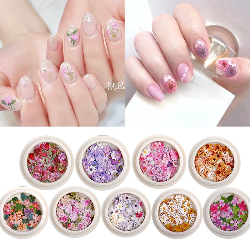 CHK Wood pulp flower nail art small flower ins wind mixed color rose ...