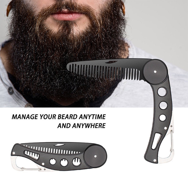 Spot stainless steel comb men's beard comb beard modeling template ...