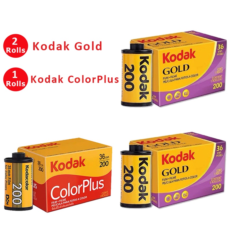 3 Rolls KODAK Gold 200 Color Film KODAK Colorplus 200 Color Film 35mm Film 36 Exposure per Roll ...