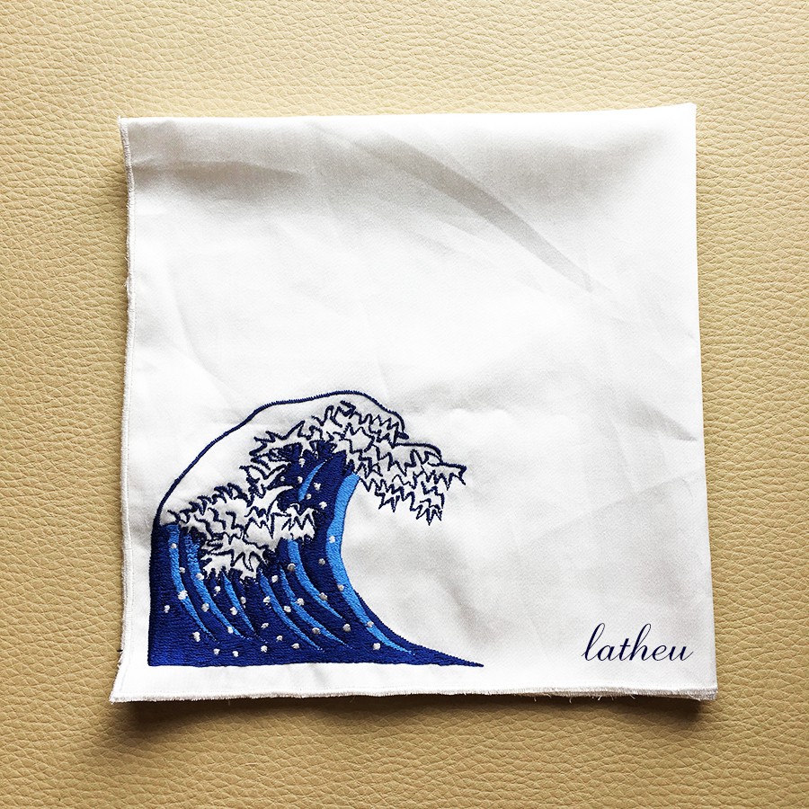 Great Wave embroidered scarf (scarf, handkerchief) | Shopee Philippines