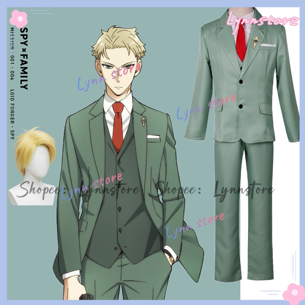 Anime SPY X FAMILY Loid Forger Cosplay Costume Light Green Suit Wig ...