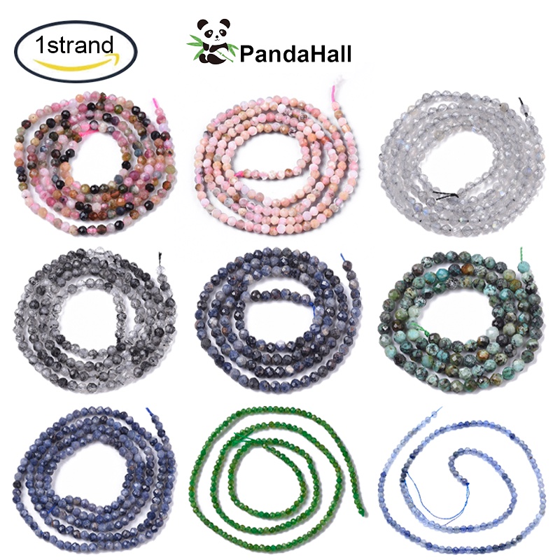 1Strand Natural Sapphire Beads Strands Faceted Round 2mm Hole: 0.3mm ...