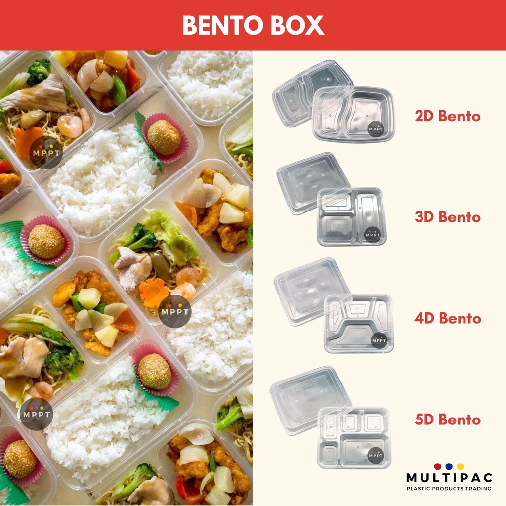 [50 PCS] - Microwavable Bento Boxes Clear (2D, 3D, 4D, 5D) | Shopee ...