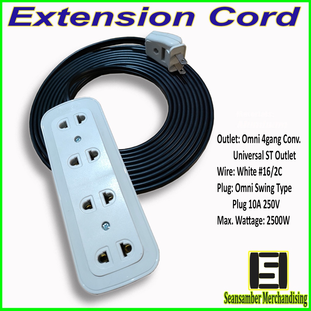 Extension Cord with Omni 4Gang Convenience Outlet Length 12Meter to ...