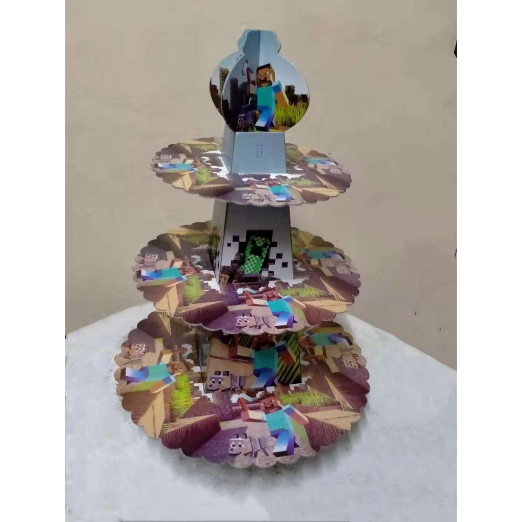 INS style games theme Three Layers Cup cake Stand rack birthday party ...