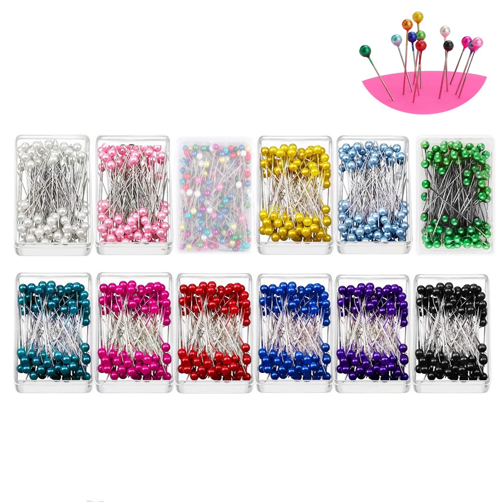 100 Pcs Pearl Sewing Pins Cross stitch positioning round head needle ...