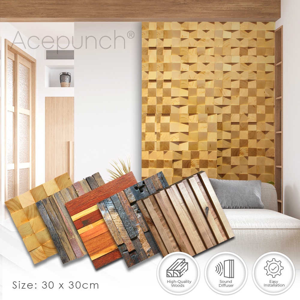 home lifeAcepunch 3D Wall Art Wooden Geometric Style Genuine Wood Sound ...