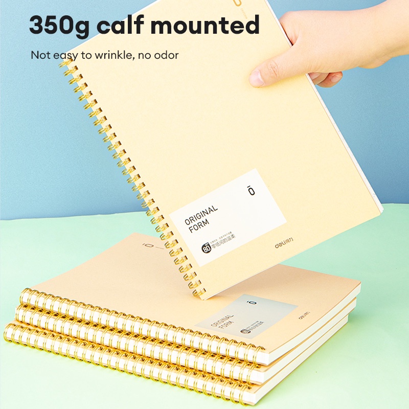 Deli A5 Spiral Notebook 80Sheets For School Student Office Lined Kraft ...