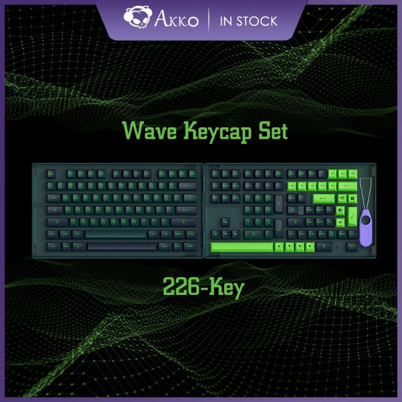 Akko Wave 226-Key ASA Profile PBT Double-Shot Full Keycap Set for ...