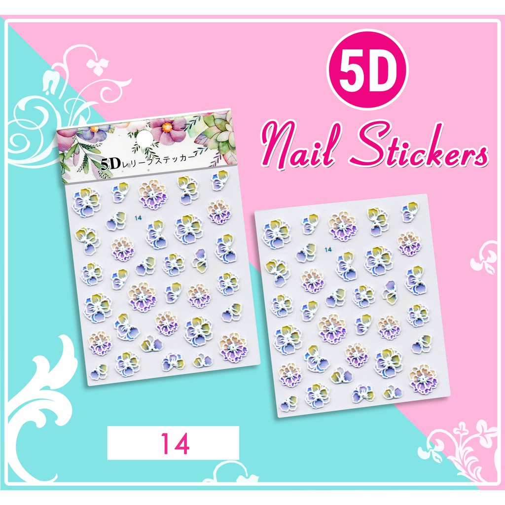 5D Nail Art Stickers #14 DIY Decals Manicure Decoration | Shopee ...