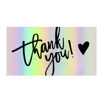 50pcs/pack Holographic Laser Thank You Card for Supporting Business ...