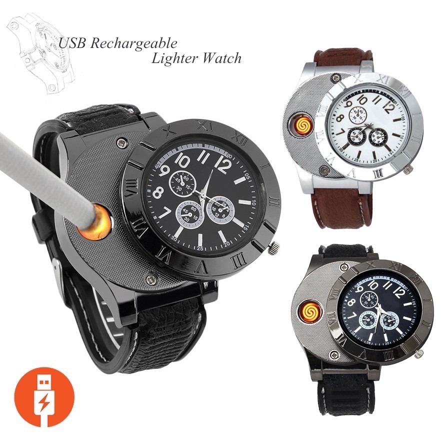 Watch Men Electronic Lighter USB Rechargeable Watch | Shopee Philippines