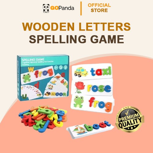 GoPanda Wooden Spelling Game with Flashcards Educational Letter Games ...